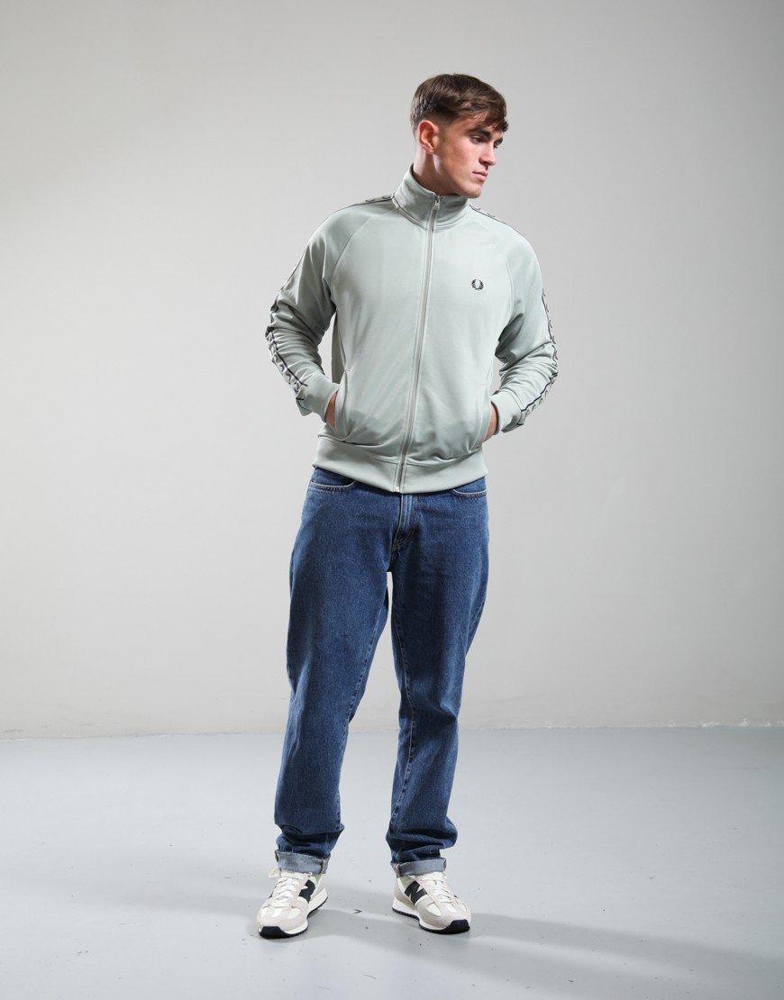 Fred Perry Contrast Tape Track Top Seagrass/Navy - Terraces Menswear