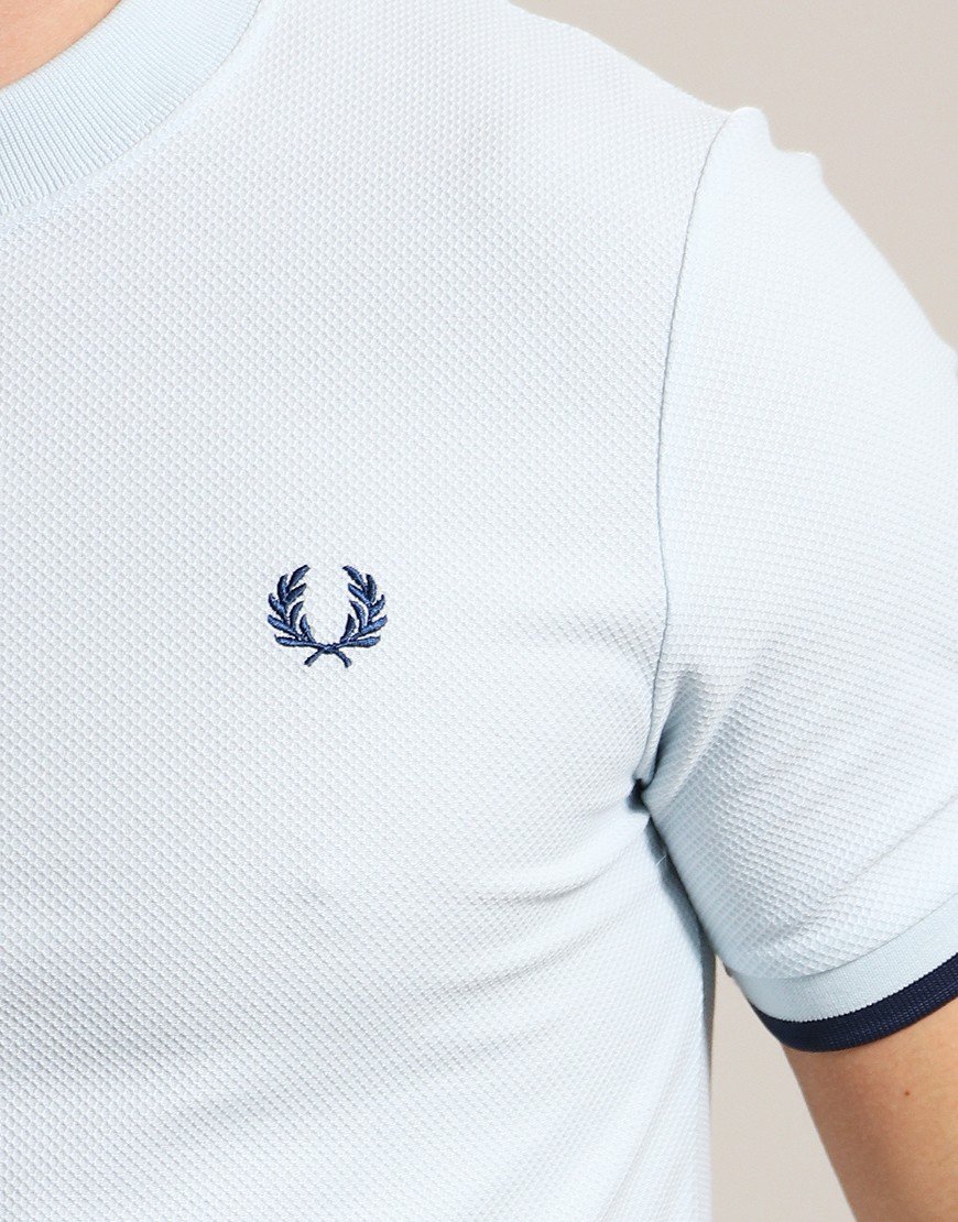 Fred Perry Tipped Cuff Pique T-Shirt Light Ice - Terraces Menswear