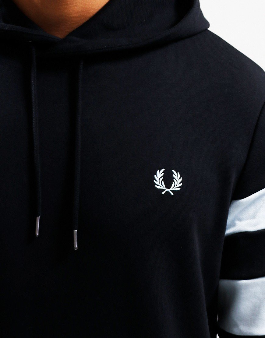 Fred Perry Tipped Sleeve Hoodie Black - Terraces Menswear