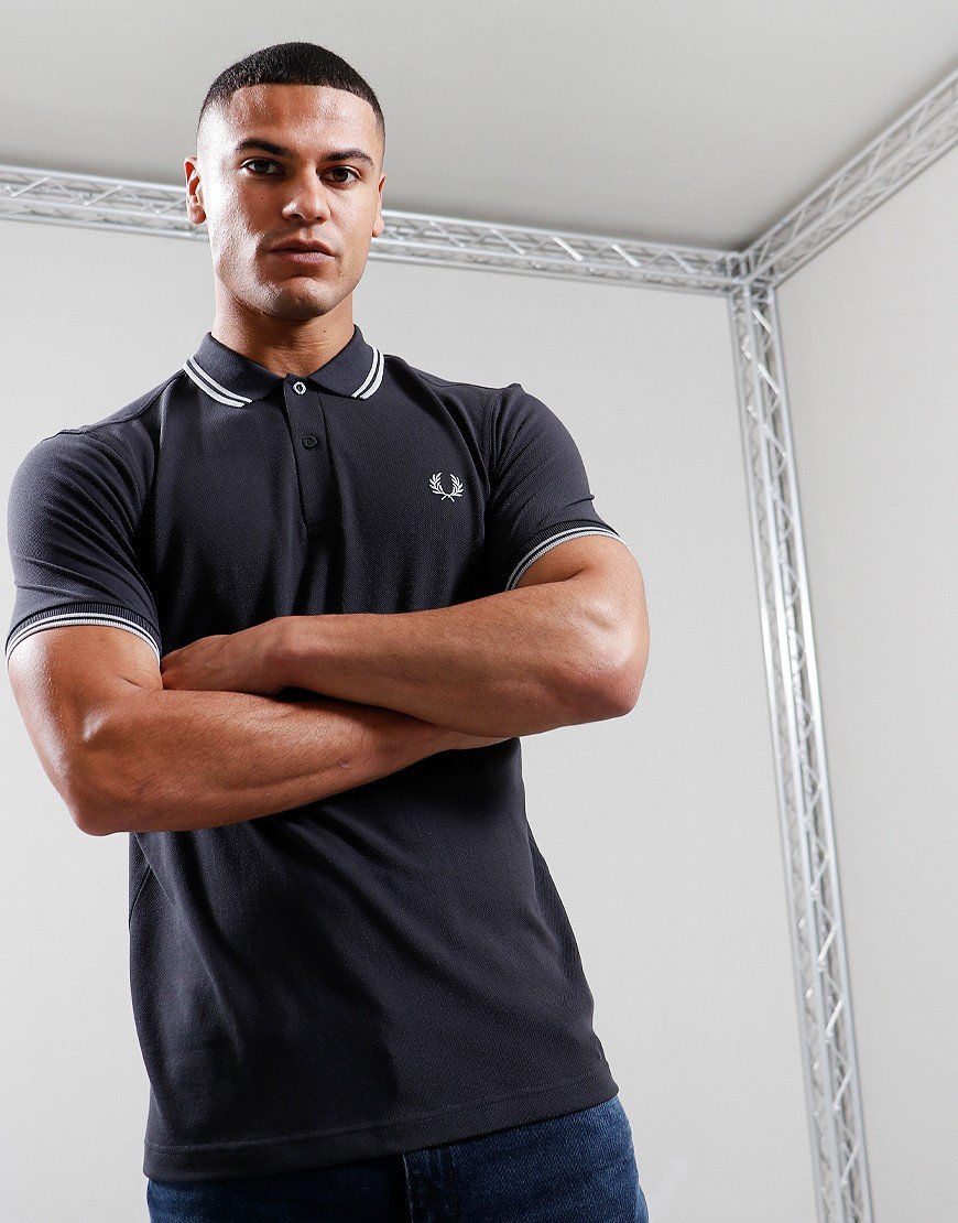 Fred Perry Twin Tipped Polo Shirt Anchor Grey - Terraces Menswear