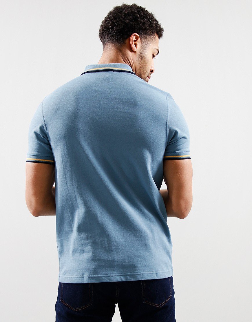 Fred Perry Twin Tipped Polo Shirt Ash Blue/Ghour/Navy - Terraces Menswear