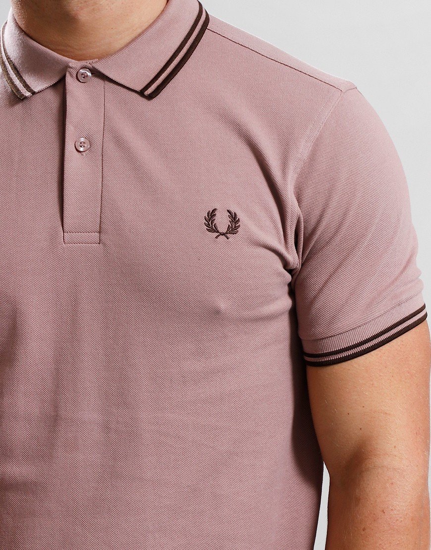 Fred Perry Twin Tipped Polo Shirt Dark Pink - Terraces Menswear