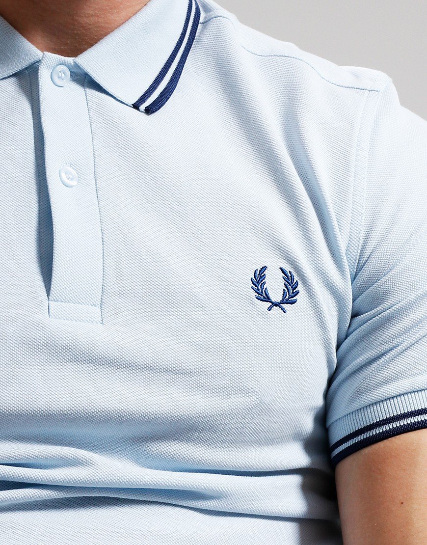 Fred Perry Twin Tipped Polo Shirt Light Ice/Midnight Blue - Terraces ...