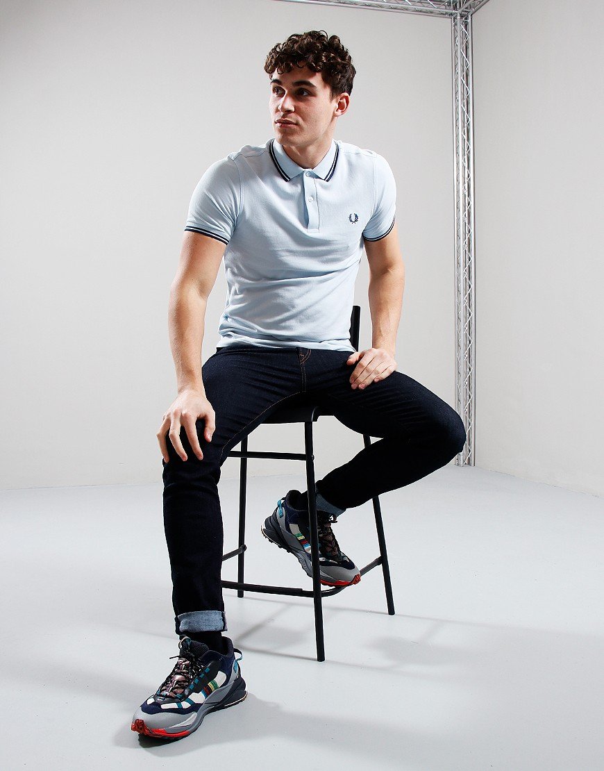 Fred Perry Twin Tipped Polo Shirt Light Ice/Midnight Blue - Terraces ...