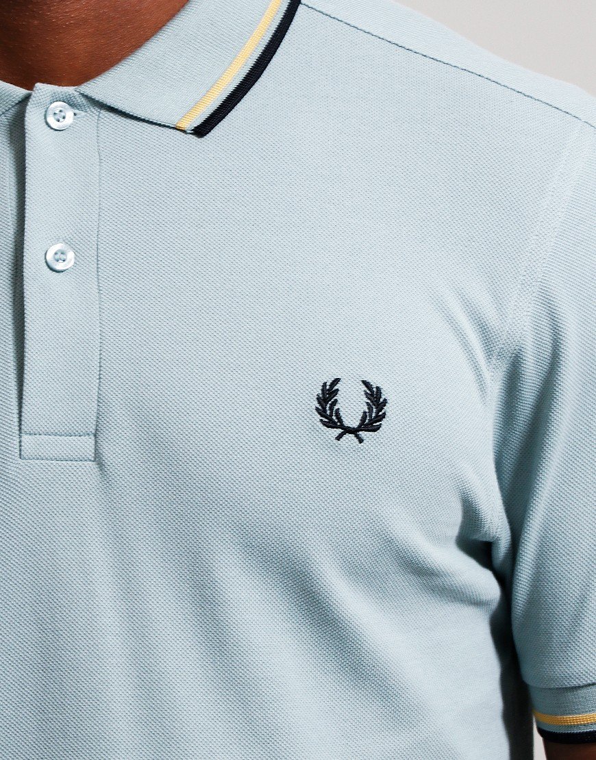 Fred Perry Twin Tipped Polo Shirt Silver Blue/Honeycomb - Terraces Menswear