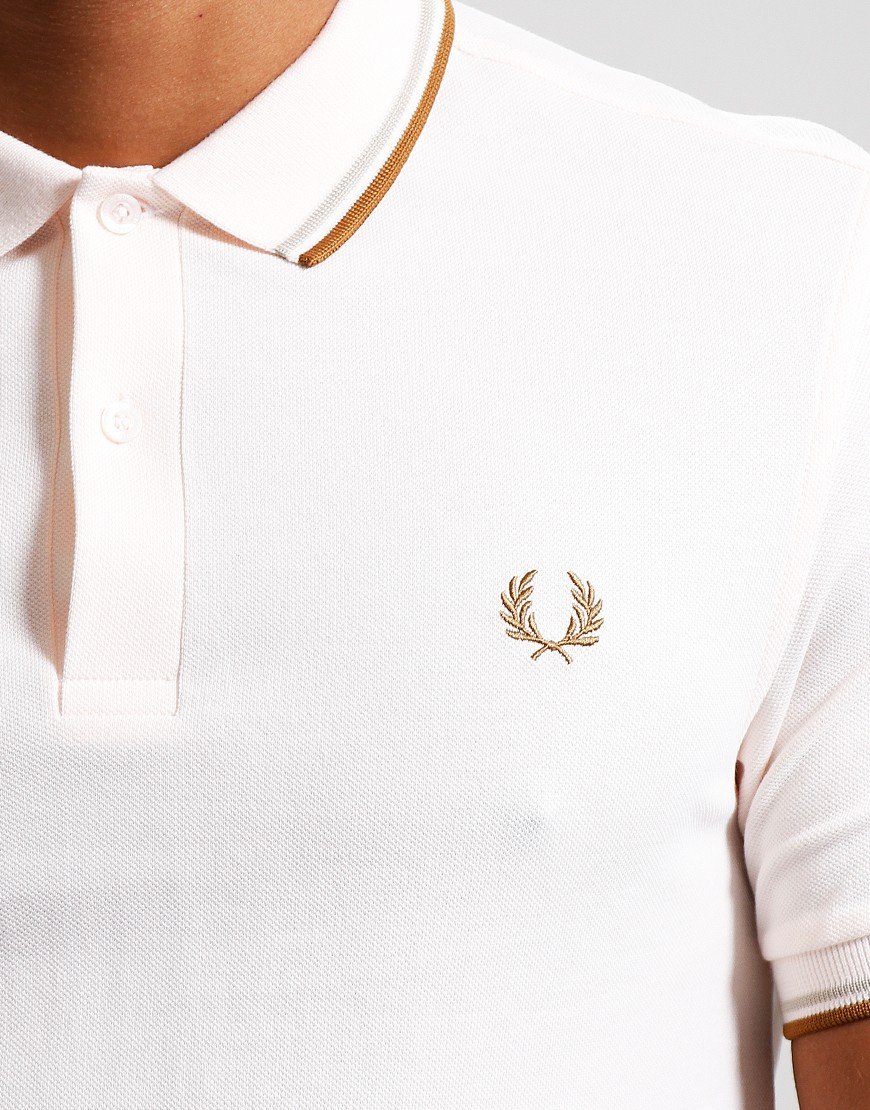Fred Perry Twin Tipped Polo Shirt Peach/Oyster/Dark Caramel - Terraces ...