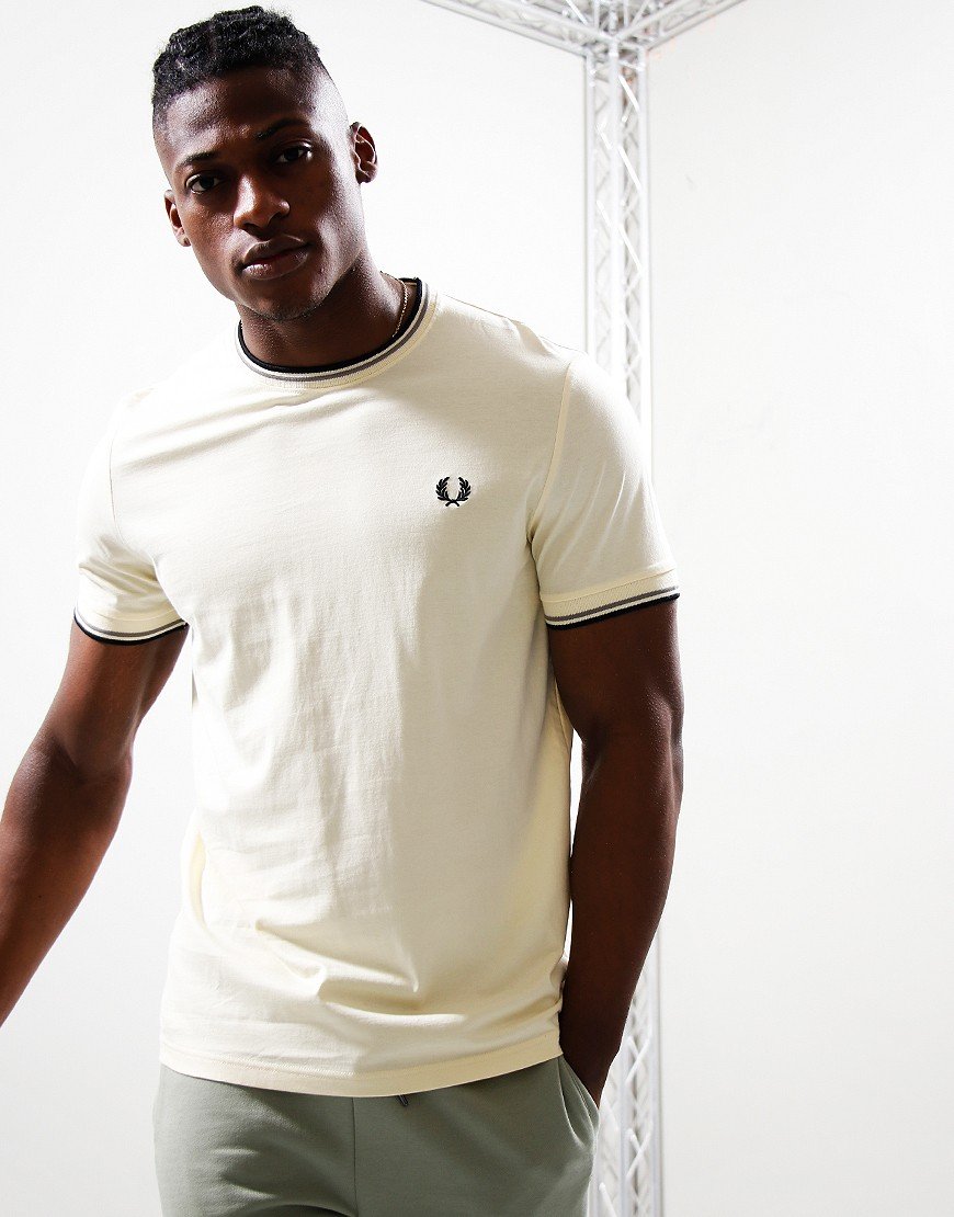 Fred Perry Twin Tipped T-Shirt Ice Cream - Terraces Menswear