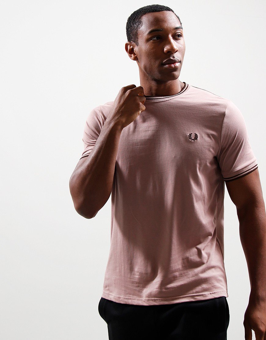 Fred Perry Twin Tipped T-shirt Dark Pink - Terraces Menswear