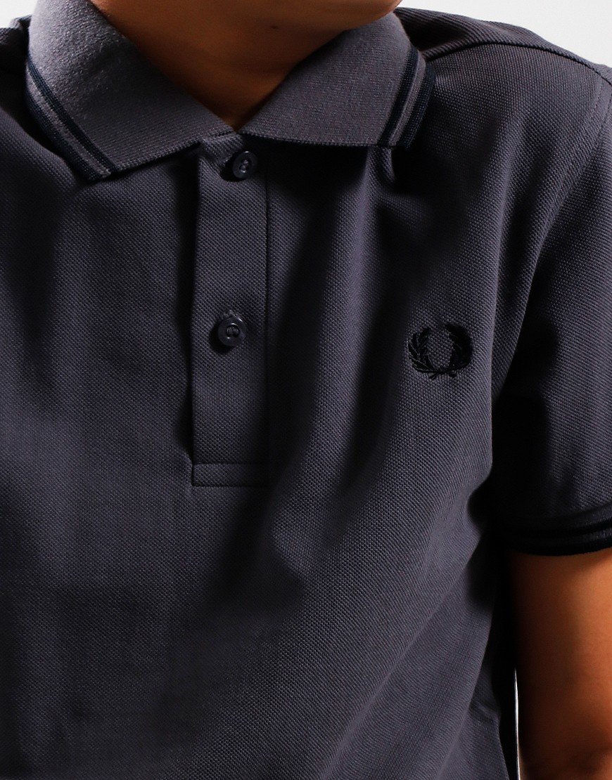 Fred Perry Kids Twin Tipped Polo Shirt Gunmetal/Black - Terraces Menswear