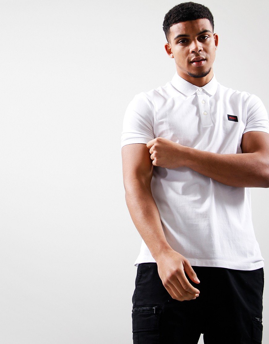 HUGO Dereso232 Polo Shirt Open White - Terraces Menswear