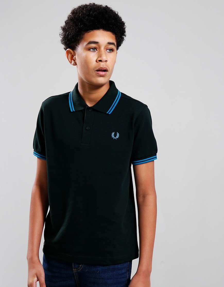 Fred Perry Kids Twin Tipped Polo Shirt Night Green - Terraces Menswear