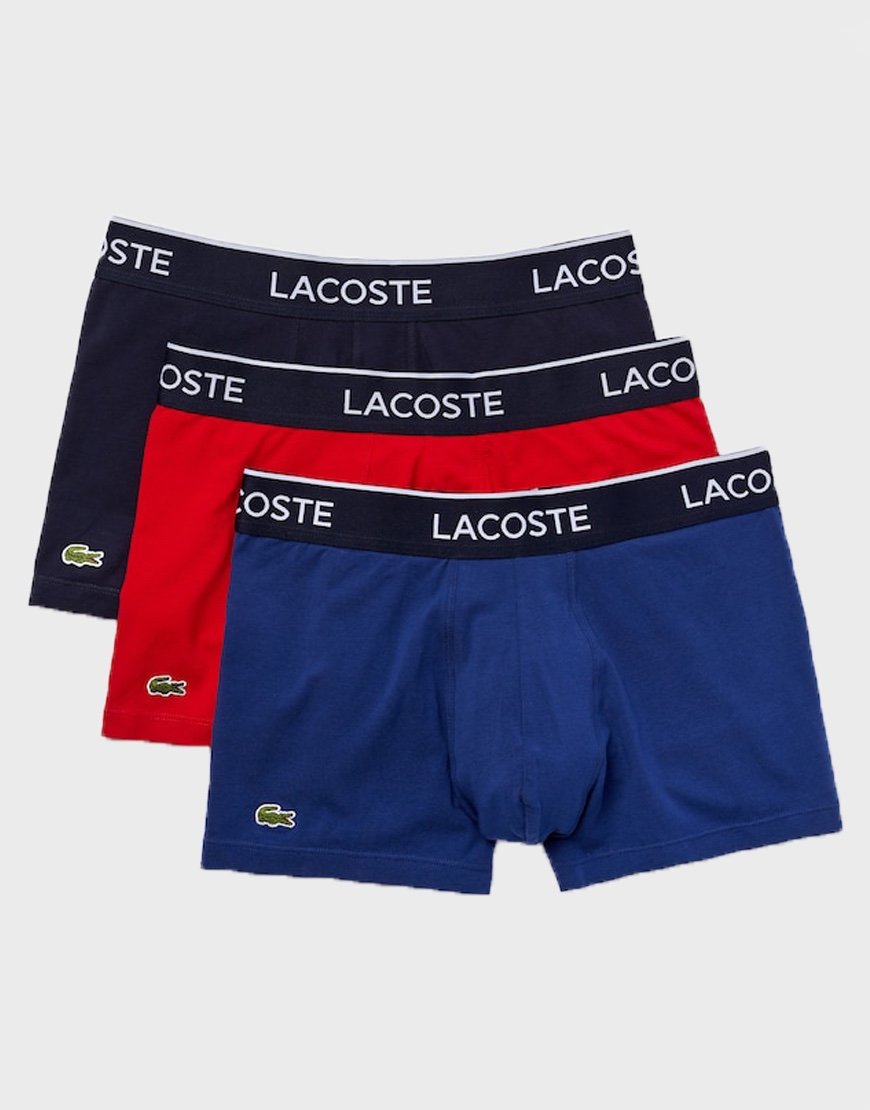 Lacoste 3 Pack Boxers Navy/Red Methyl - Terraces Menswear