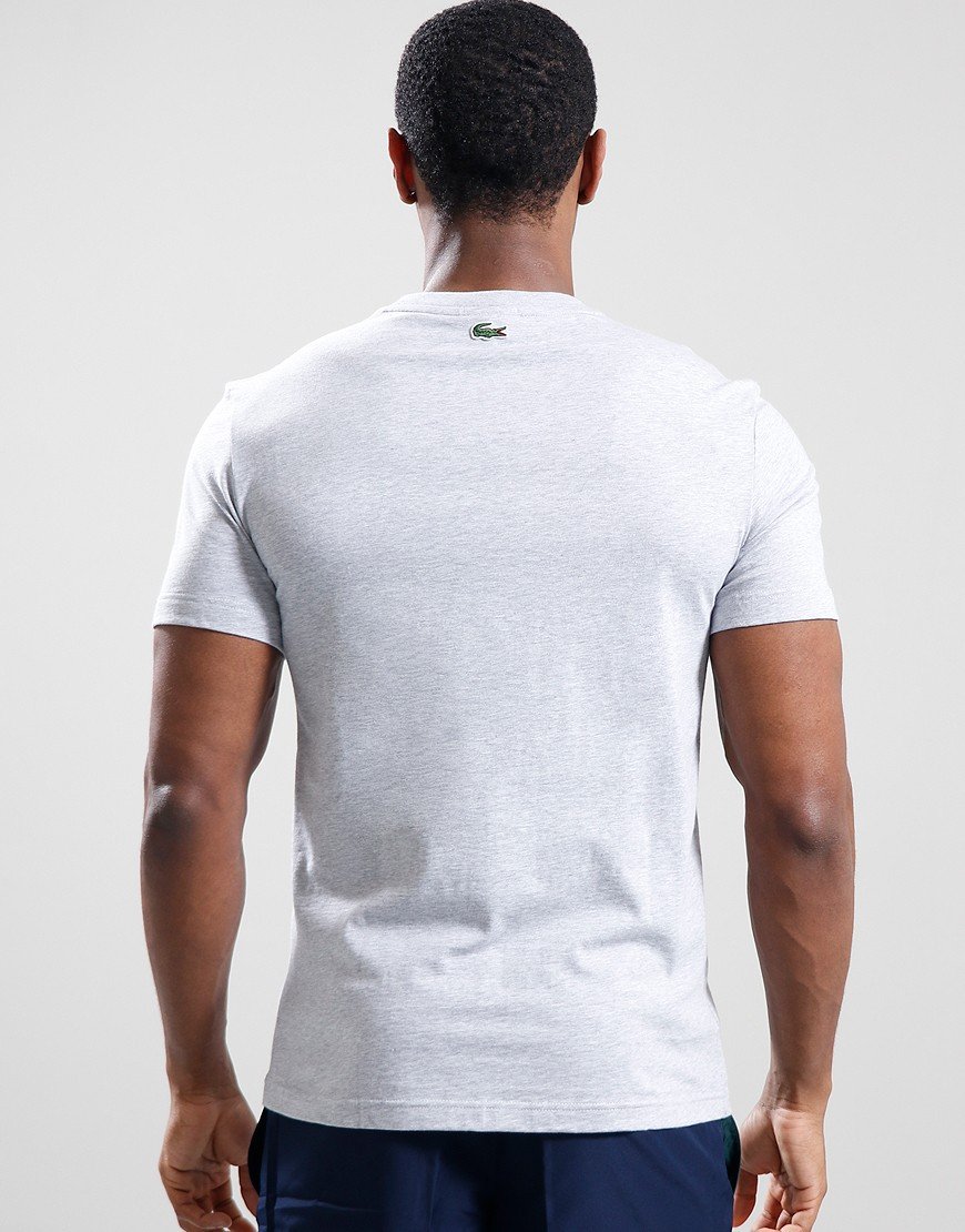 Lacoste Branded Logo Heavy Cotton T-Shirt Silver Chine - Terraces Menswear