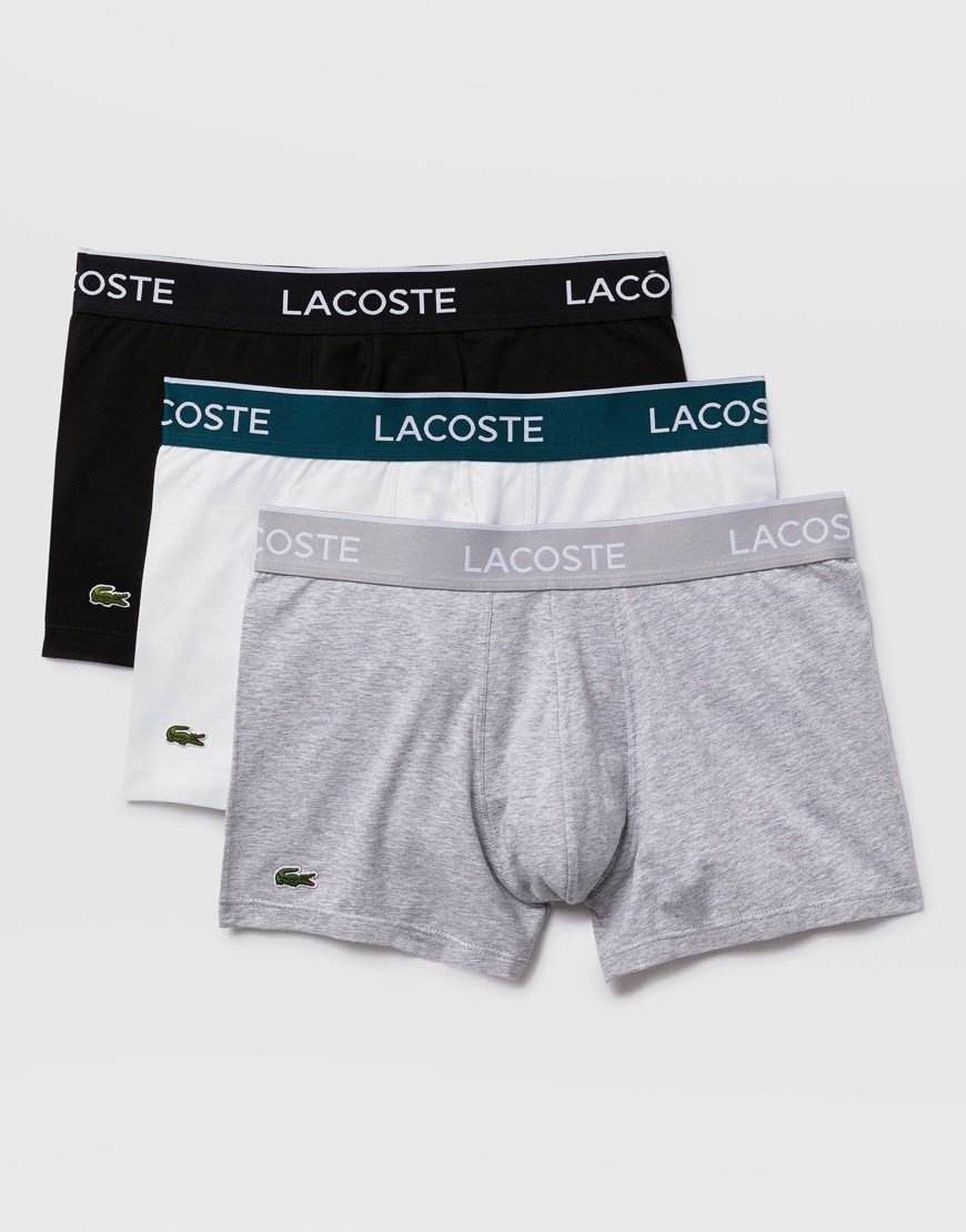 Lacoste 3 Pack Boxers Black/White/Silver - Terraces Menswear