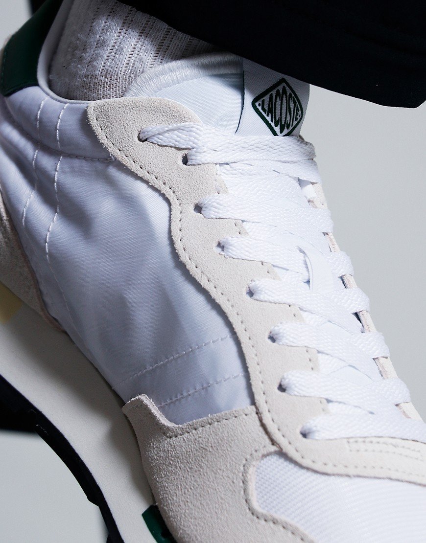 Lacoste Partner 70S Textile Trainer White Dark Green - Terraces Menswear