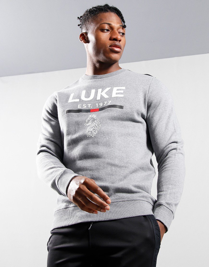 Luke 1977 FI Sweat Mid Grey Marl - Terraces Menswear