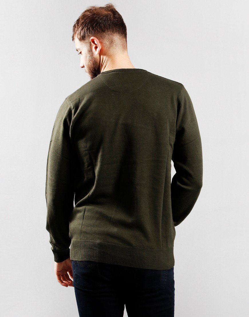 Luke 1977 Gerard 3 Crew Knit Marl Olive - Terraces Menswear