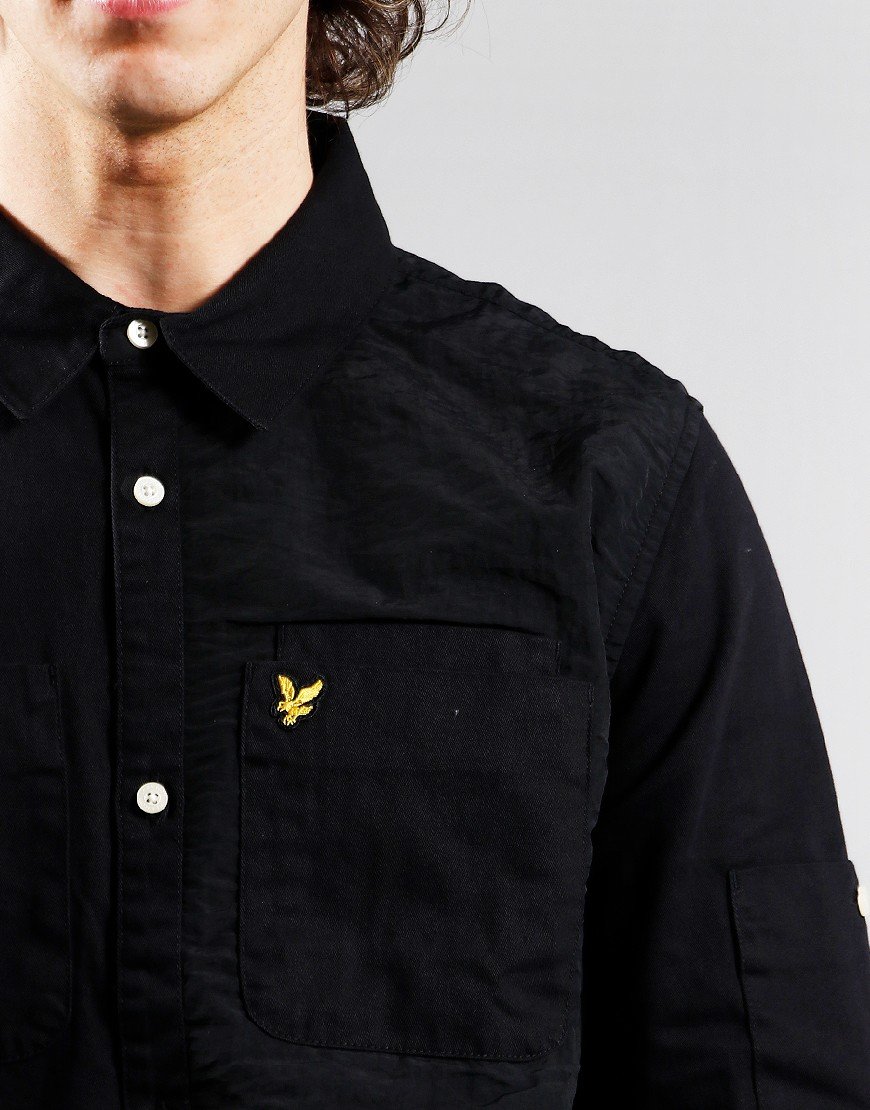 Lyle & Scott Tech Pocket Overshirt Jet Black - Terraces Menswear