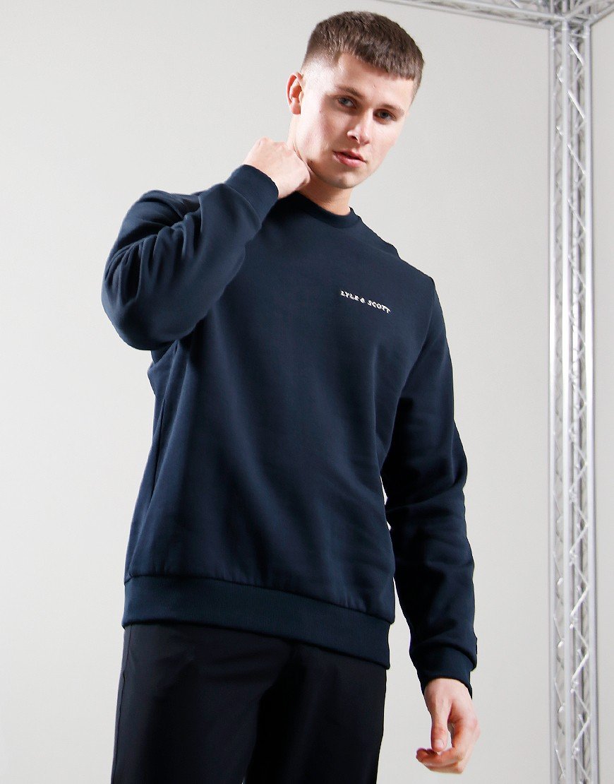Lyle & Scott Embroidered Crew Sweat Dark Navy - Terraces Menswear