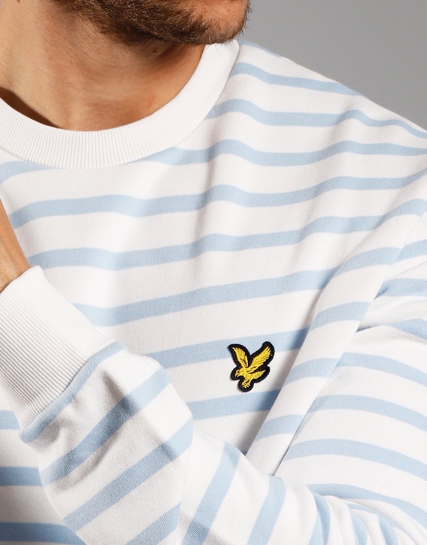 Lyle & Scott Breton Sweat Pool Blue / White - Terraces Menswear