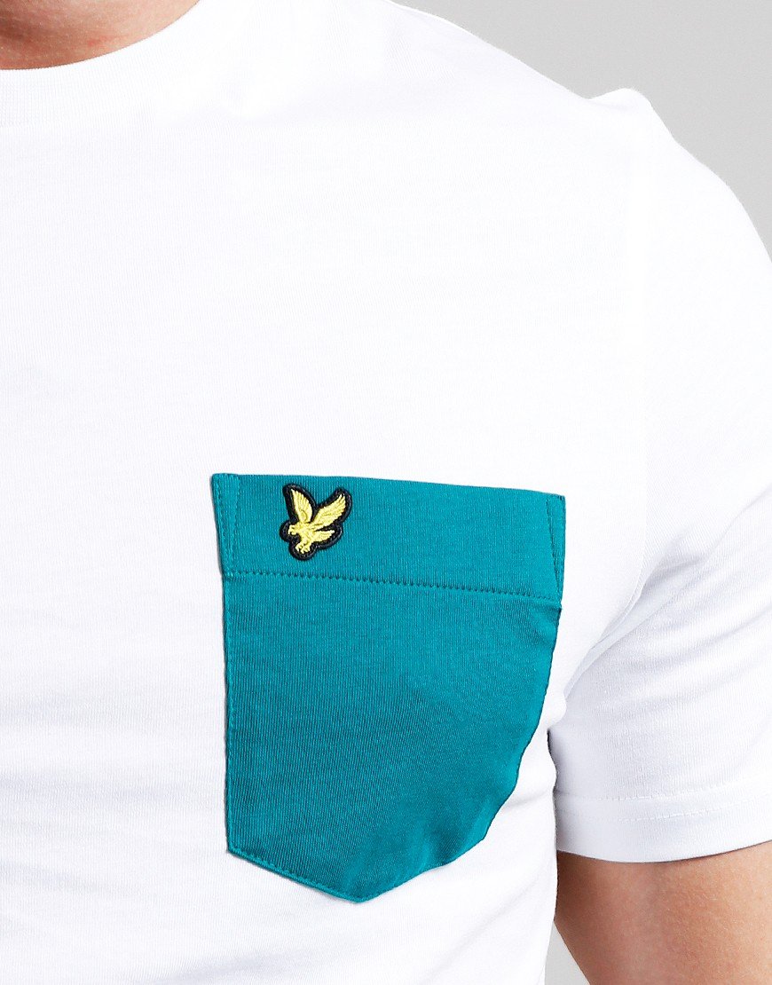 Lyle & Scott Contrast Pocket T-Shirt White/Green - Terraces Menswear