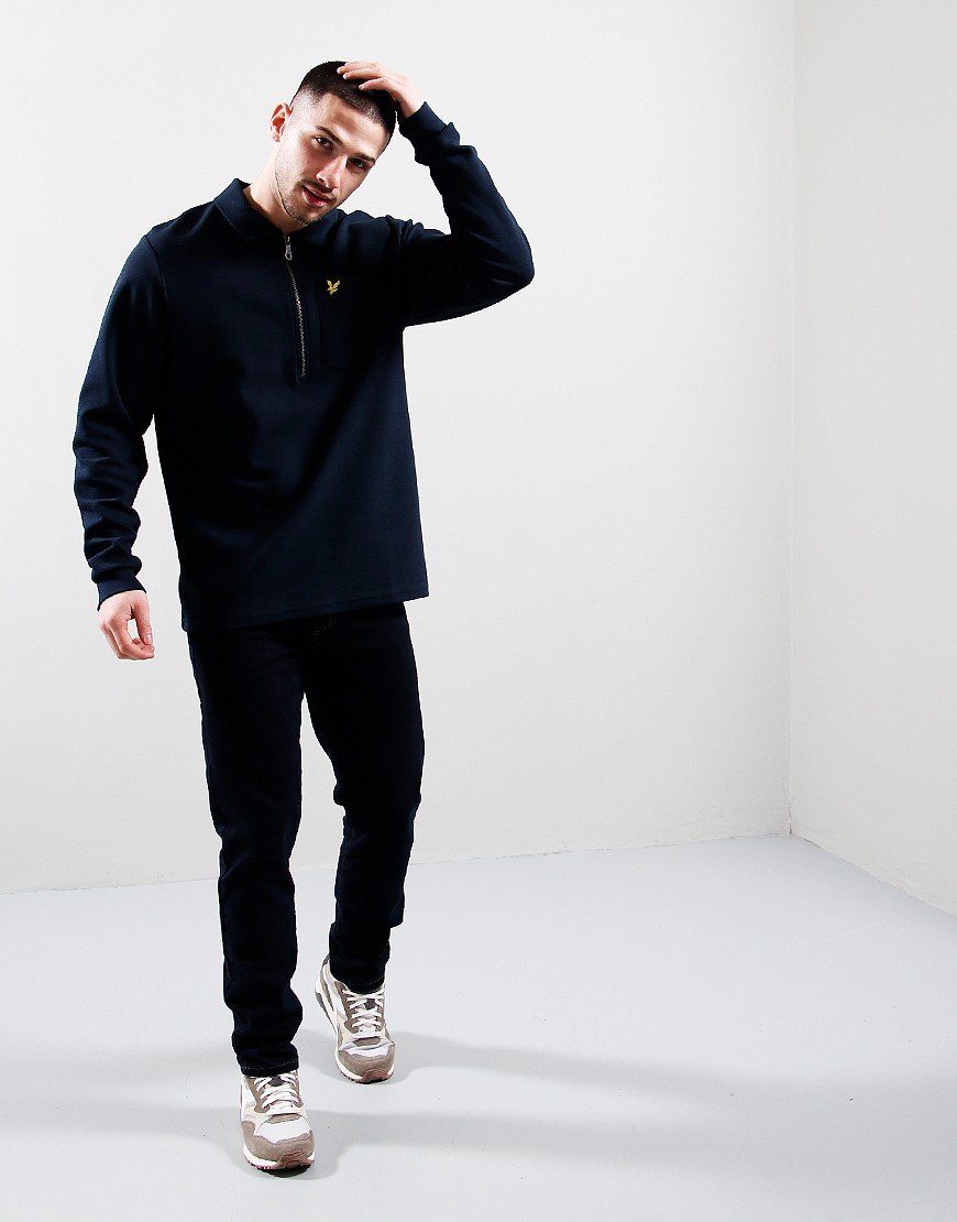 Lyle & Scott Crest 1/4 Zip Sweat Dark Navy - Terraces Menswear