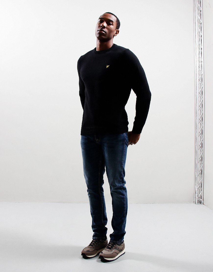Lyle & Scott Lambswool Blend Crew Sweat Jet Black Marl - Terraces Menswear