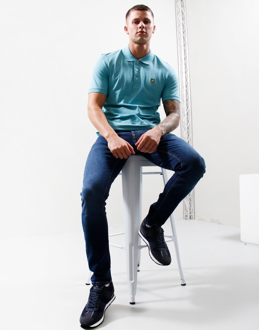Lyle & Scott Plain Polo Shirt Alpine Sky - Terraces Menswear