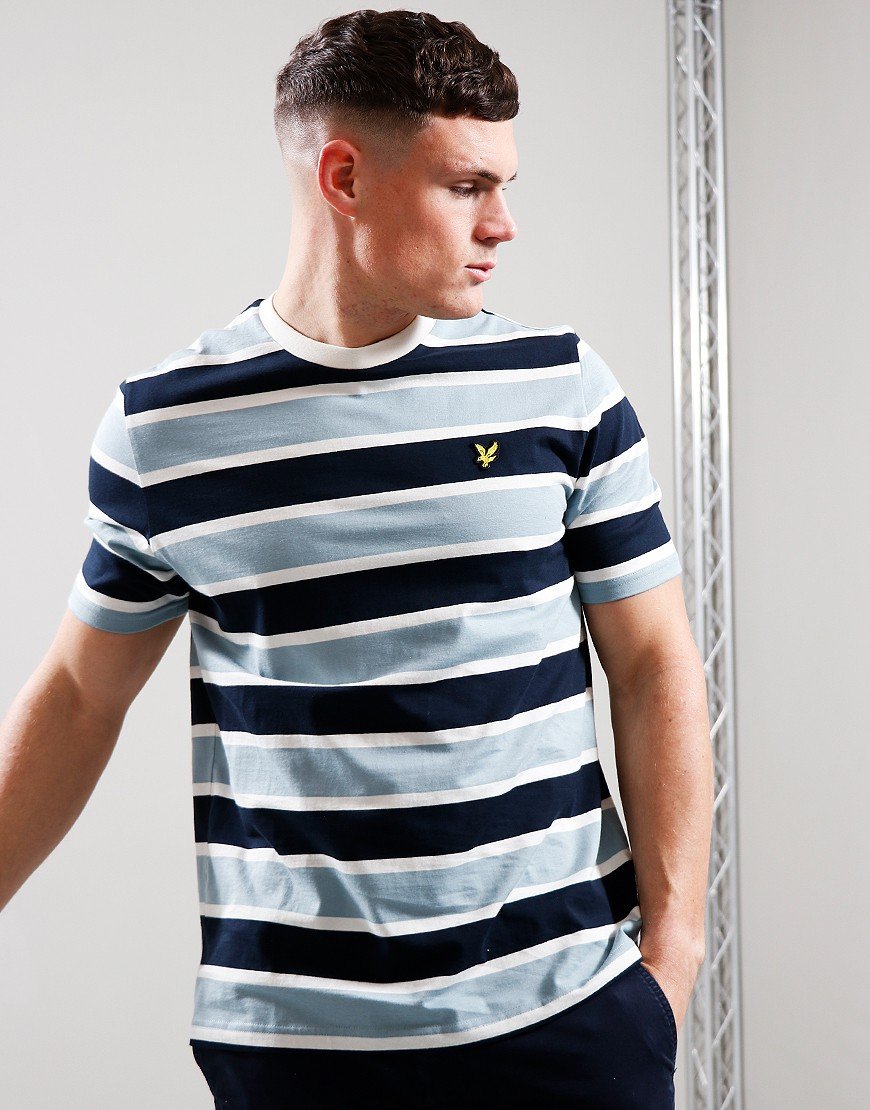 Lyle & Scott Stripe T-Shirt Slate Blue - Terraces Menswear
