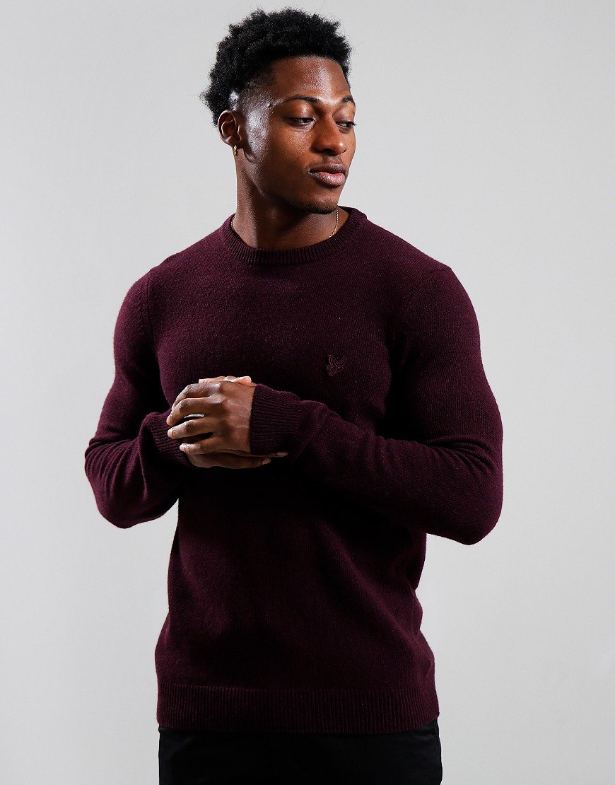 Lyle & Scott Lambswool Crew Knit Burgundy - Terraces Menswear