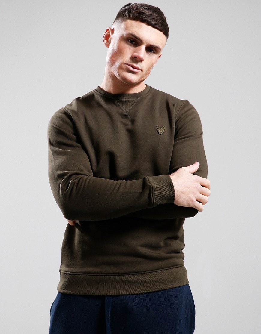 Lyle & Scott Tonal Eagle Crew Sweat Olive - Terraces Menswear