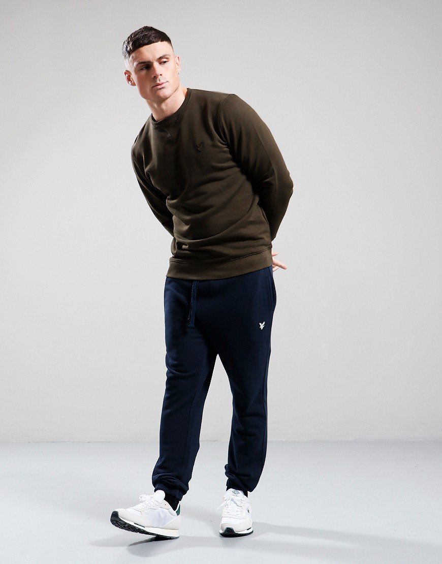 Lyle & Scott Tonal Eagle Crew Sweat Olive - Terraces Menswear