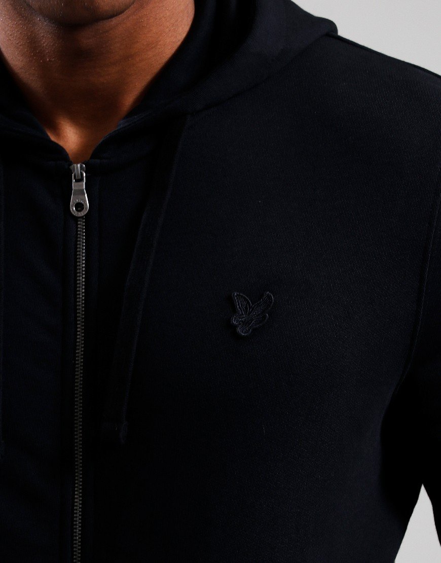 Lyle & Scott Tonal Zip Hoodie Jet Black - Terraces Menswear