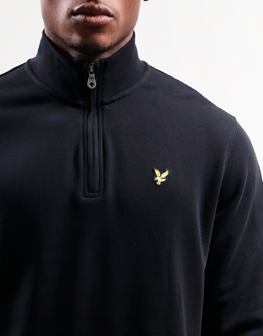 Lyle & Scott 1/4 Zip Sweat Jet Black - Terraces Menswear