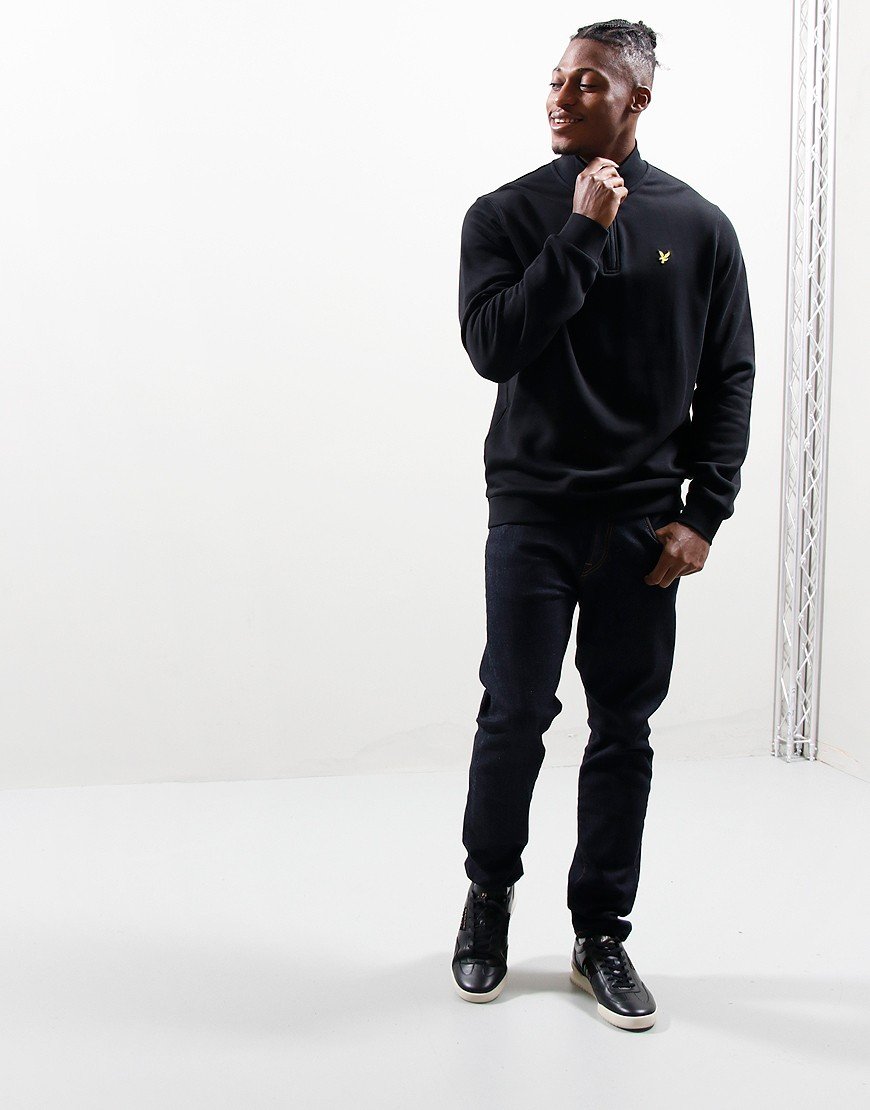 Lyle & Scott 1/4 Zip Sweat Jet Black - Terraces Menswear