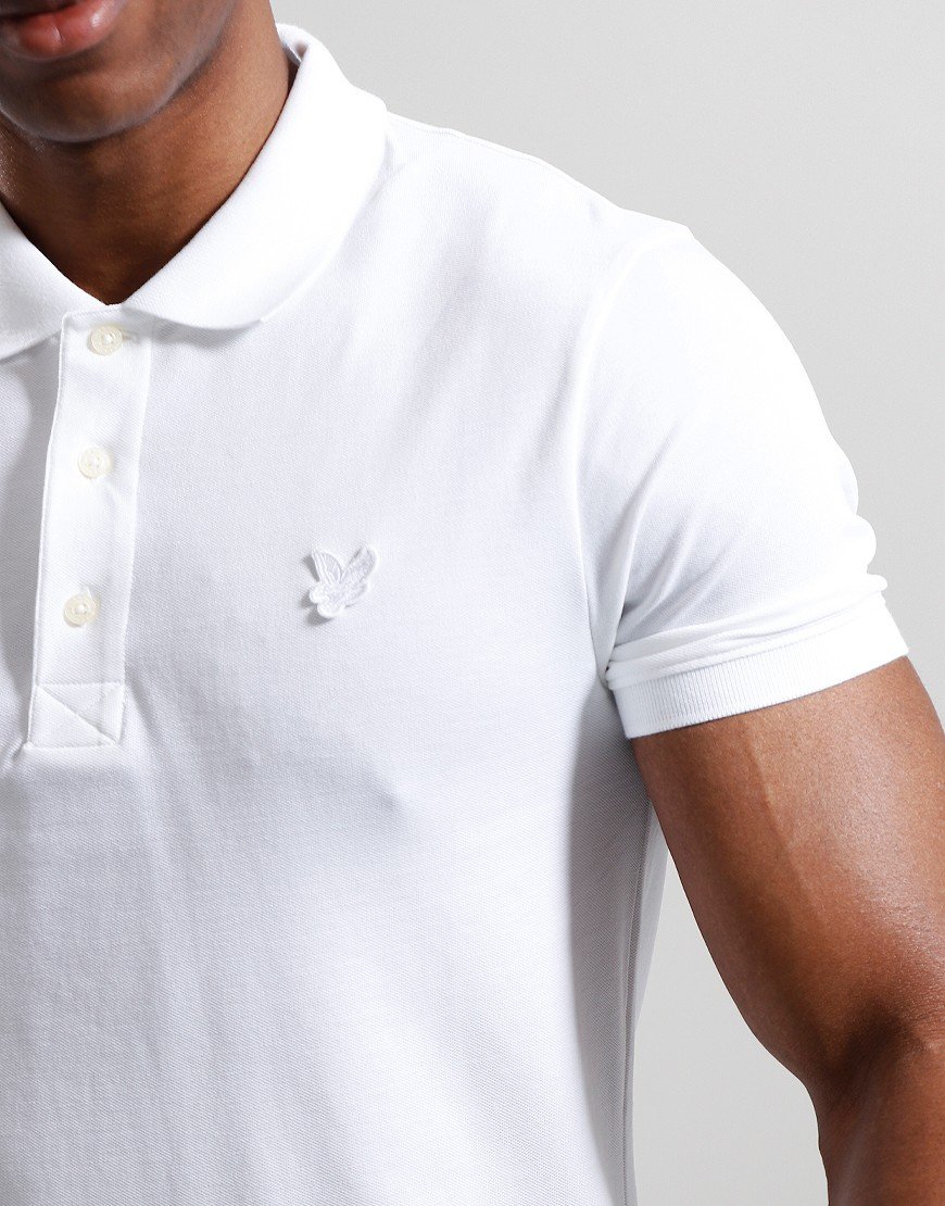 Lyle & Scott Tonal Eagle Polo Shirt White - Terraces Menswear