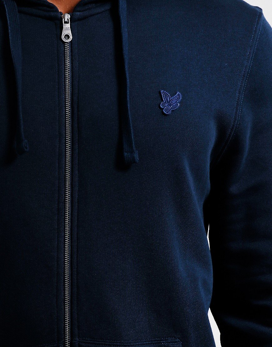 Lyle & Scott Tonal Zip Hoodie Navy - Terraces Menswear