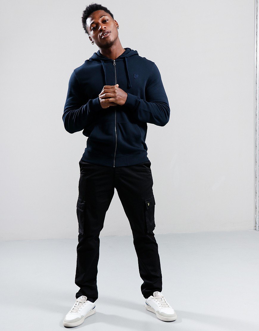 Lyle & Scott Tonal Zip Hoodie Navy - Terraces Menswear