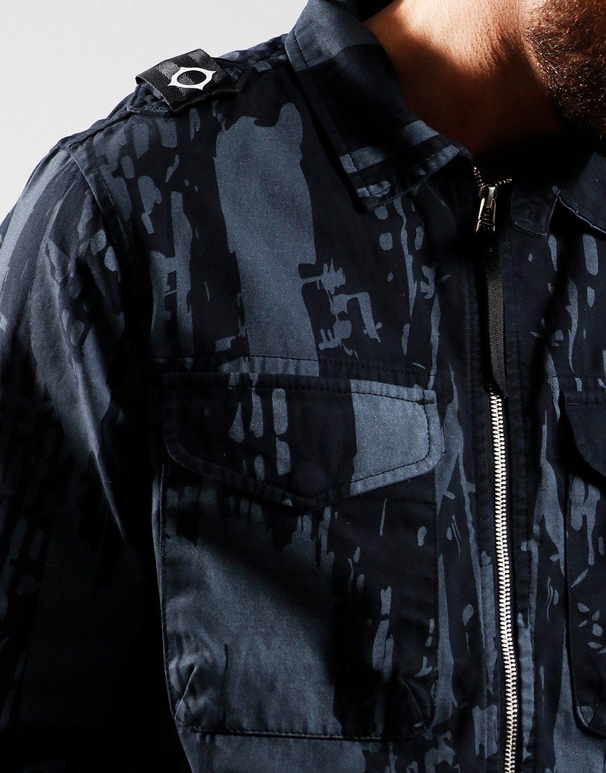 MA.Strum All Over Print Zip Overshirt Ink Navy - Terraces Menswear