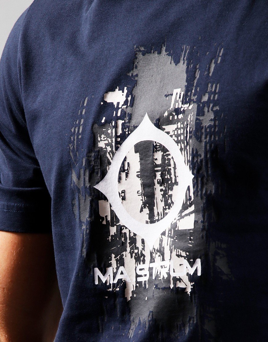 MA.Strum CC Logo Print T-Shirt Ink Navy - Terraces Menswear