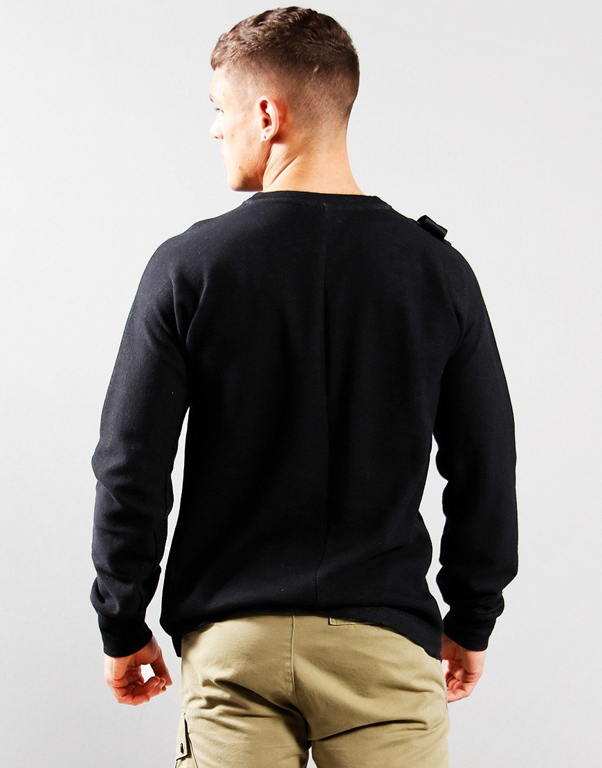 MA.Strum DFP Panel Sleeve Crew Sweat Jet Black - Terraces Menswear