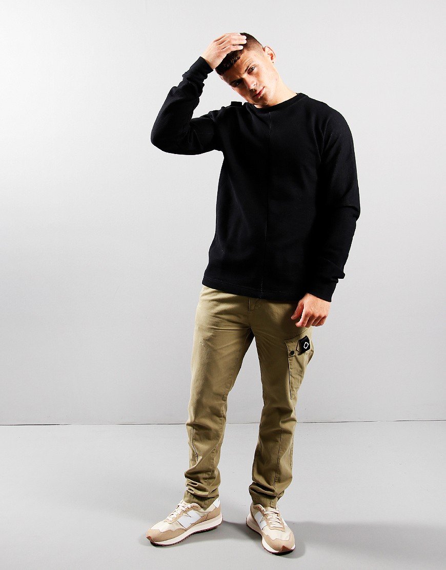 MA.Strum DFP Panel Sleeve Crew Sweat Jet Black - Terraces Menswear