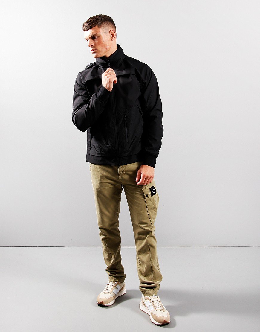 MA.Strum Softshell Funnel Neck Jacket Jet Black - Terraces Menswear