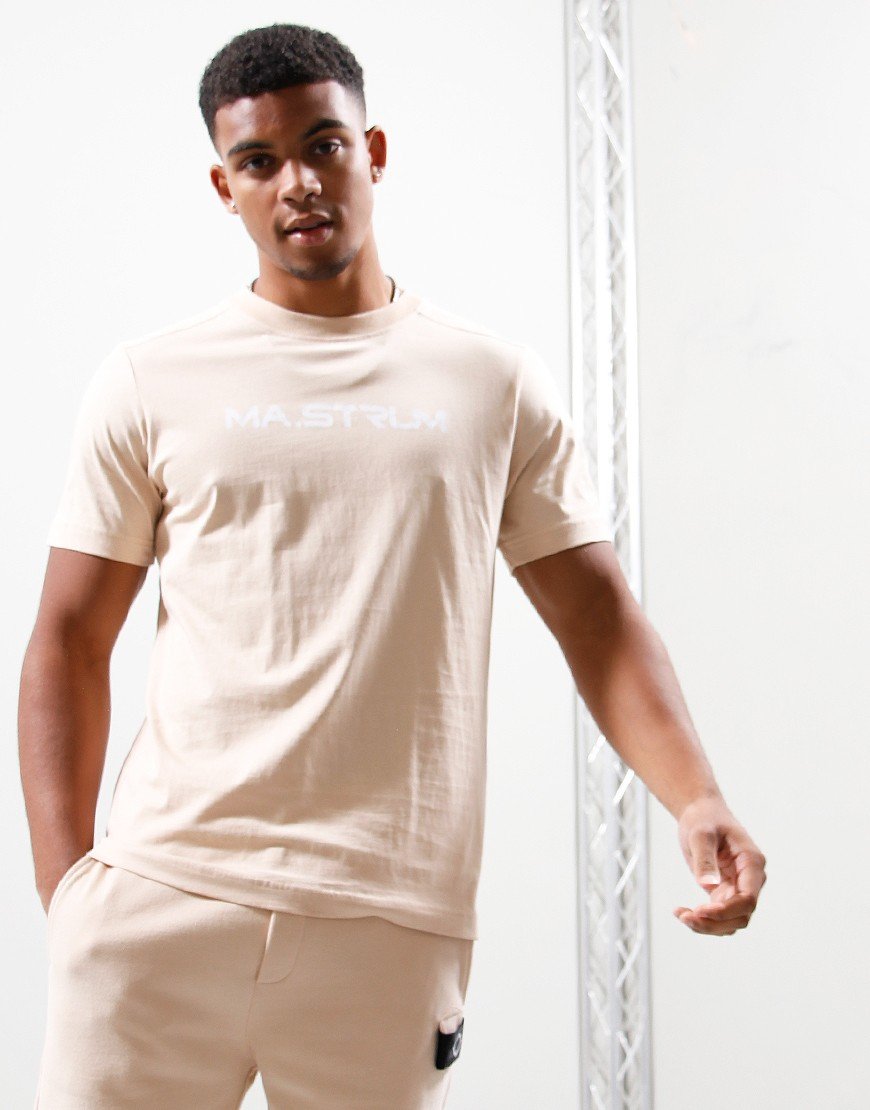 MA.Strum Chest Print T-shirt Oatmeal - Terraces Menswear