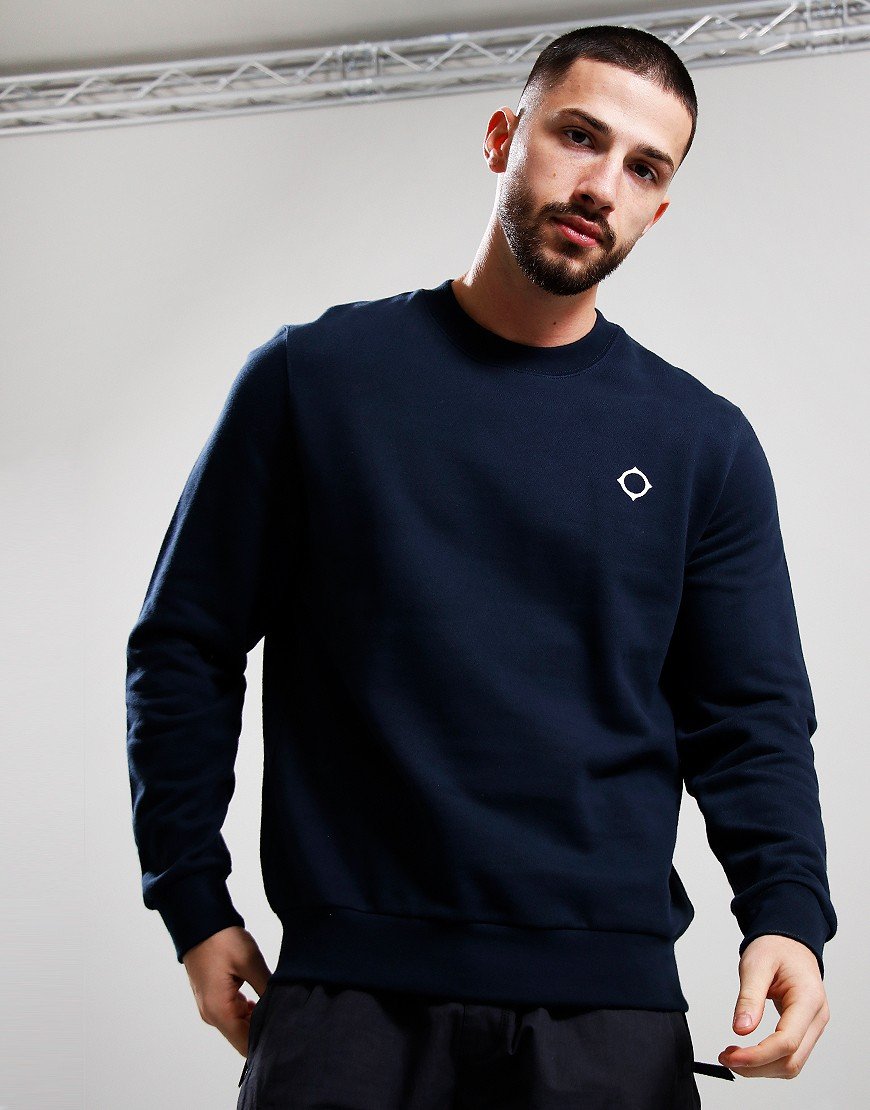 MA.Strum Back Logo Crew Sweat Ink Navy - Terraces Menswear