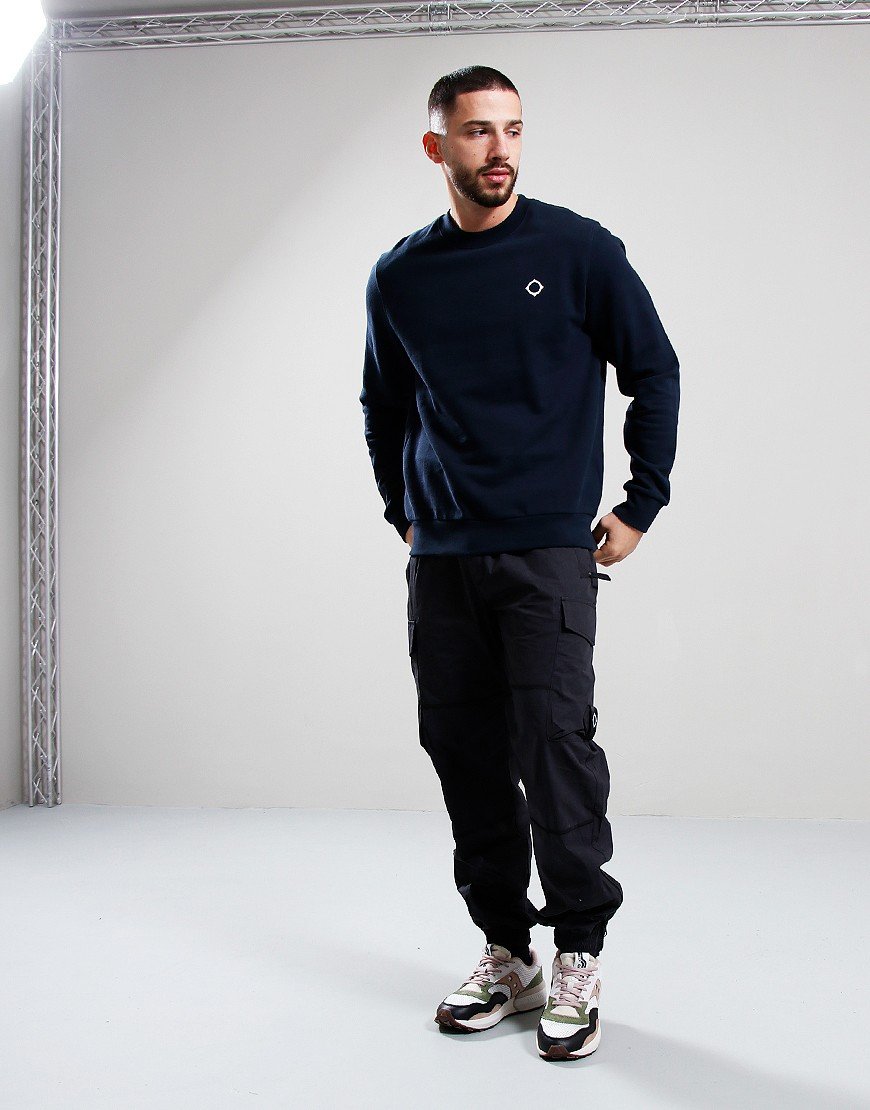 MA.Strum Back Logo Crew Sweat Ink Navy - Terraces Menswear