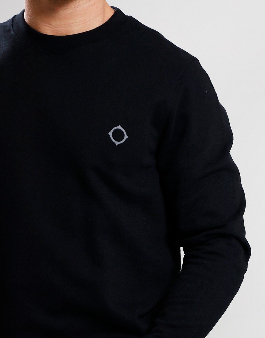 MA.Strum Back Logo Crew Sweat Jet Black - Terraces Menswear
