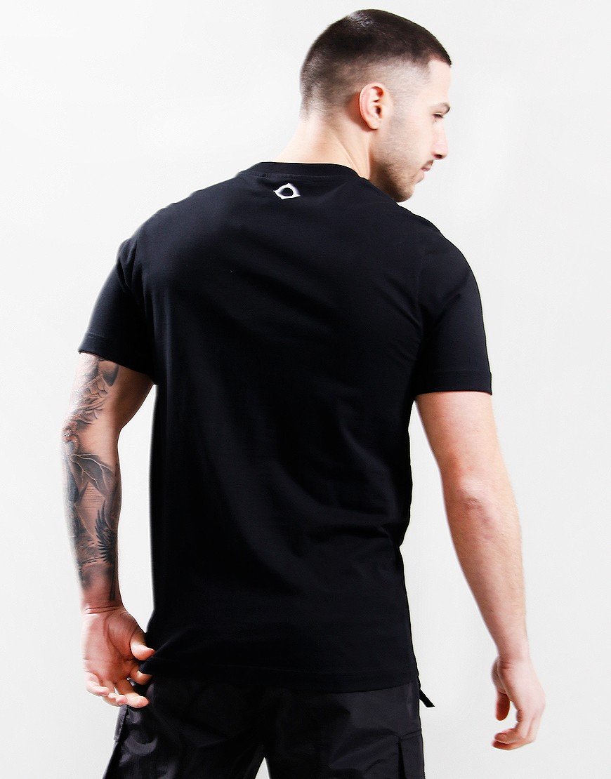 MA.Strum Chest Print T-Shirt Black - Terraces Menswear