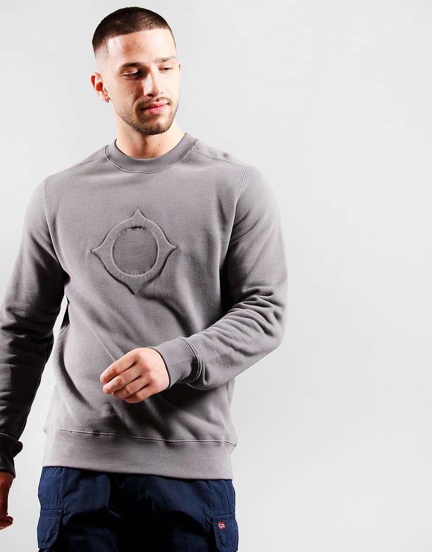 MA.Strum Embossed Crew Sweat Dark Slate - Terraces Menswear