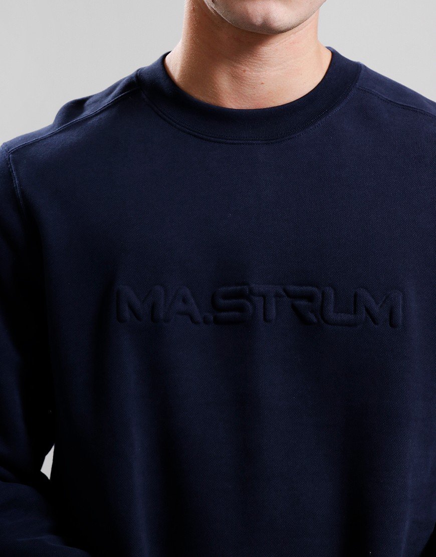 MA.Strum Embossed Logo Crew Sweat Ink Navy - Terraces Menswear
